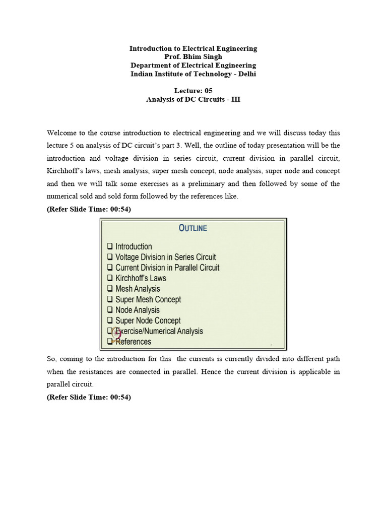 basic electrical Lec05 | PDF | Electrical Network | Voltage