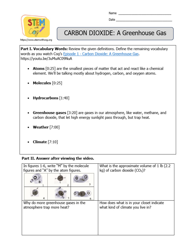 CARBON DIOXIDE: A Greenhouse Gas: Part I. Vocabulary Words | PDF ...