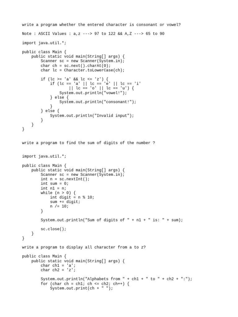Java Character and String Programs | PDF