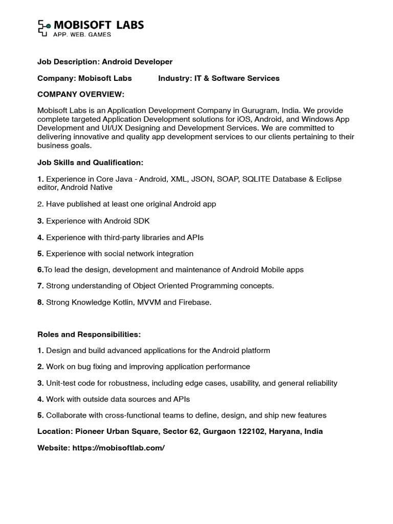 Android Job Profile | PDF