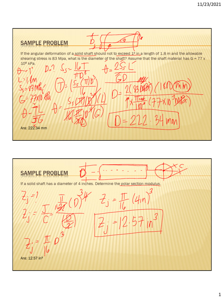 Shaftings and Columns Handout2 | PDF | Pascal (Unit) | Strength Of Materials