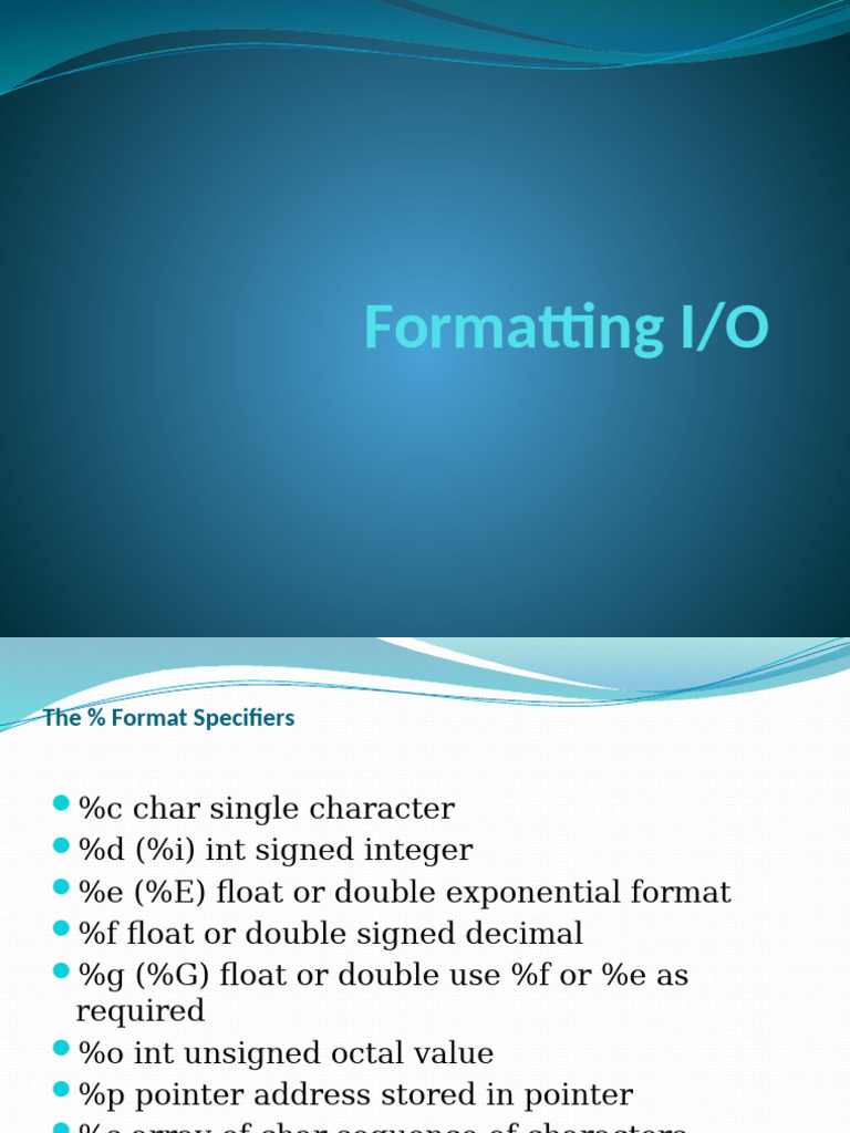 C Lecture 3 Formating Pdf Integer Computer Science Pointer 3149