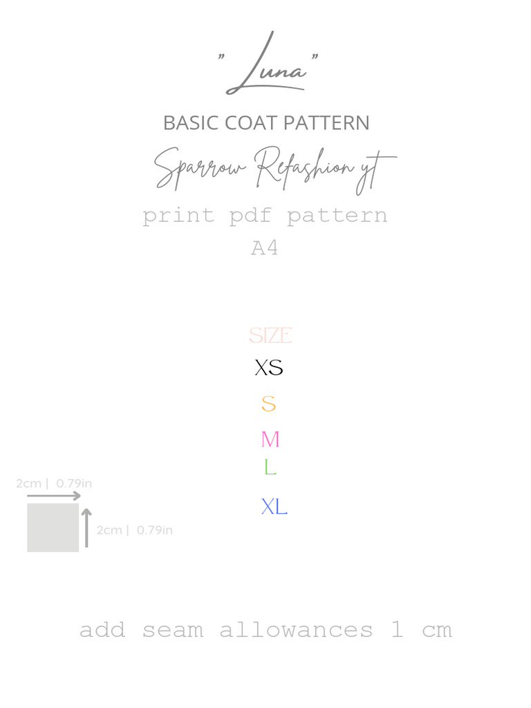 Luna Basic Coat Pattern PDF | PDF | Clothing | Sewing