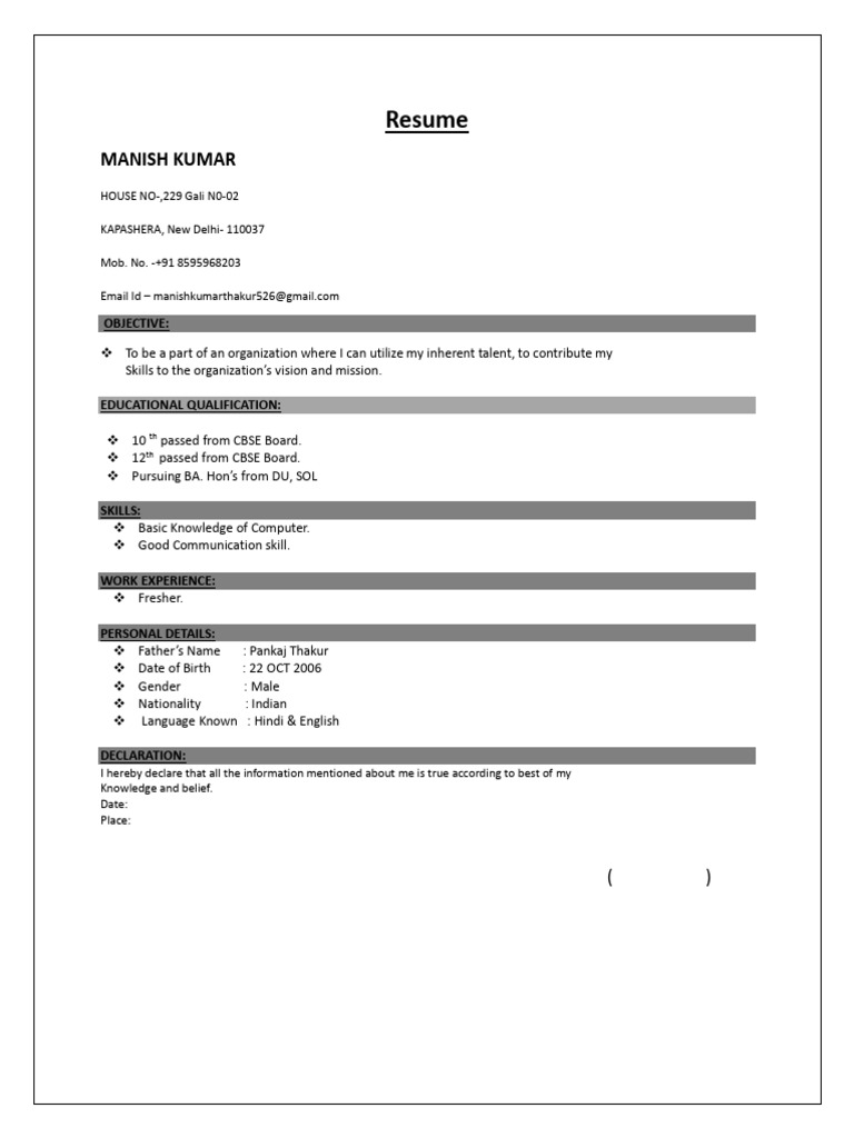 Manish Kumar's Resume Overview | PDF