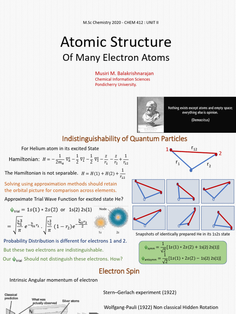 Unit 4-Multielectron-Atoms | PDF | Atomic Orbital | Hartree–Fock Method