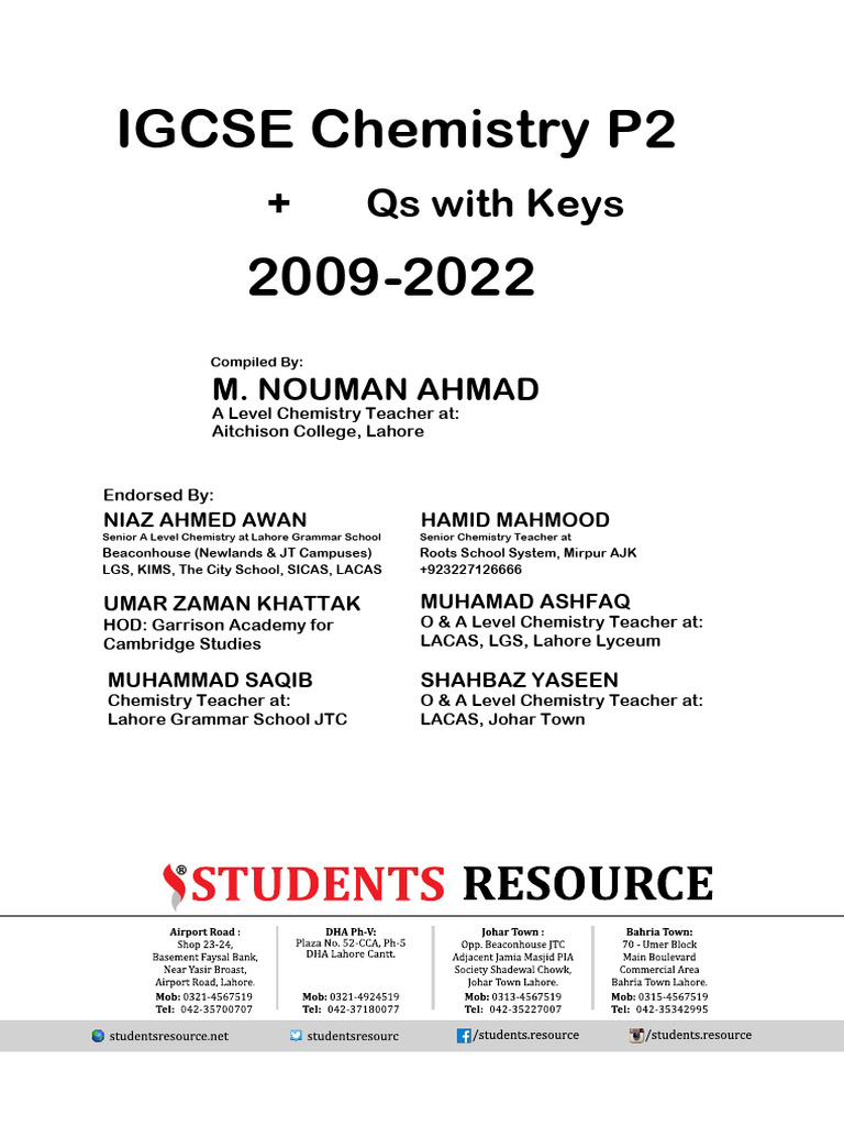 Igcse Chemistry P2 Topical Mcqs 2022 Pdf Gases Ammonia
