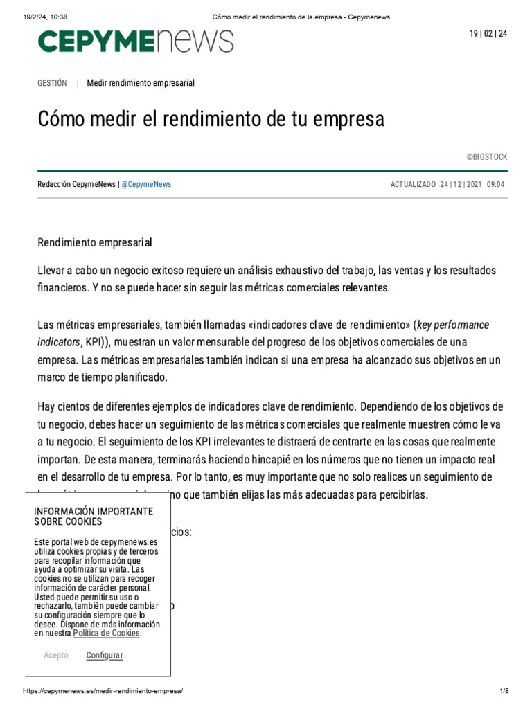 Cómo Medir El Rendimiento de La Empresa - Cepymenews | PDF | Margen ...