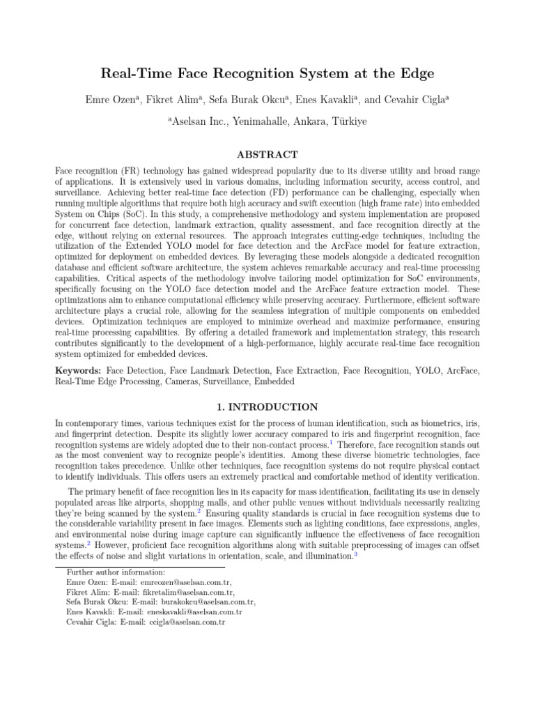 Real-Time Edge Face Recognition System | PDF | Machine Learning ...