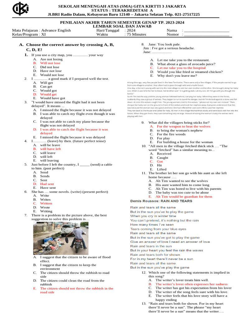 PAT XI ADVANCE ENGLISH | PDF