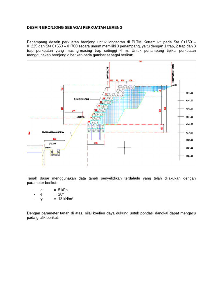 Desain Bronjong untuk Perkuatan Lereng | PDF
