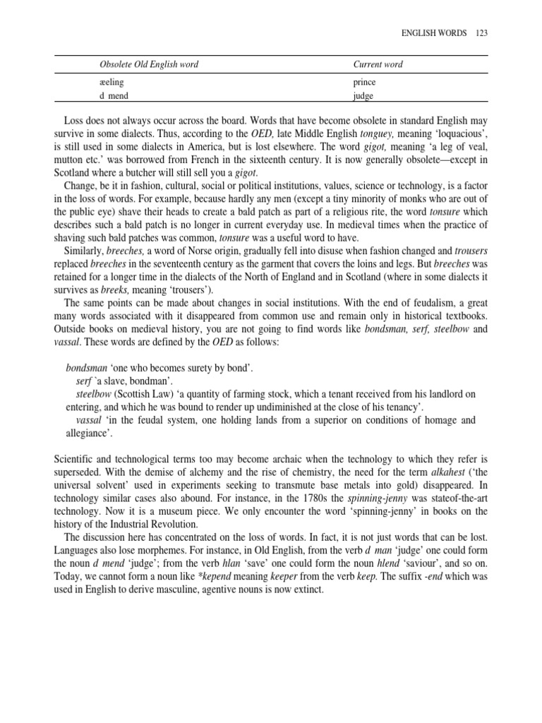 Obsolete English Words and Their Revivals | PDF | Syllable | Linguistics