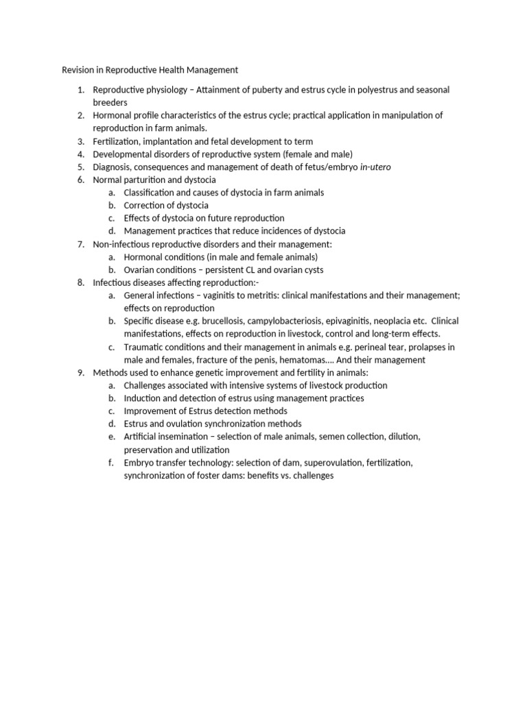 Revision in Reproductive Health Management | PDF