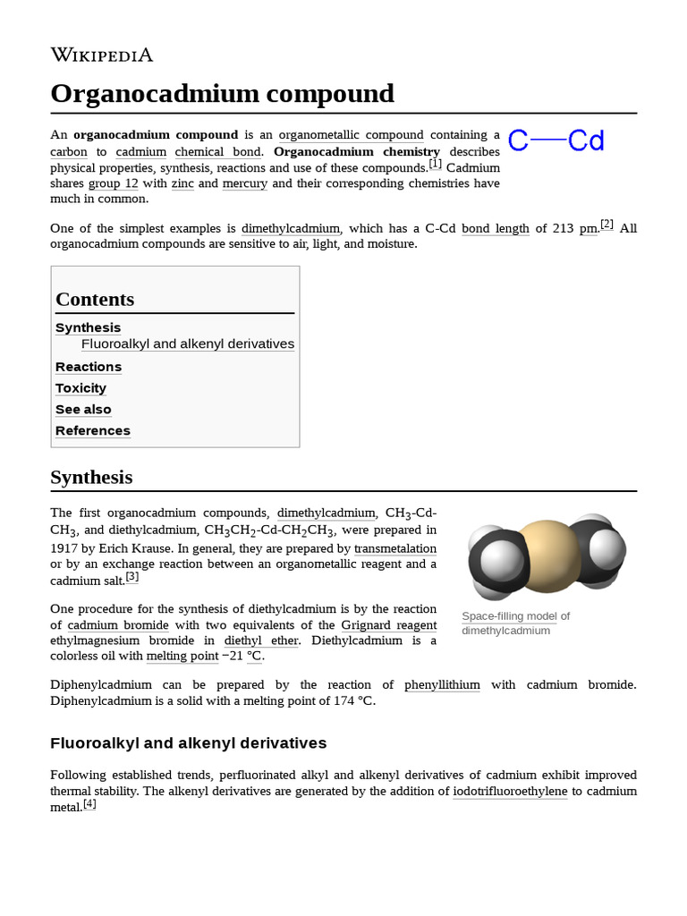 Organocadmium Compound | PDF | Organic Chemistry | Chemistry