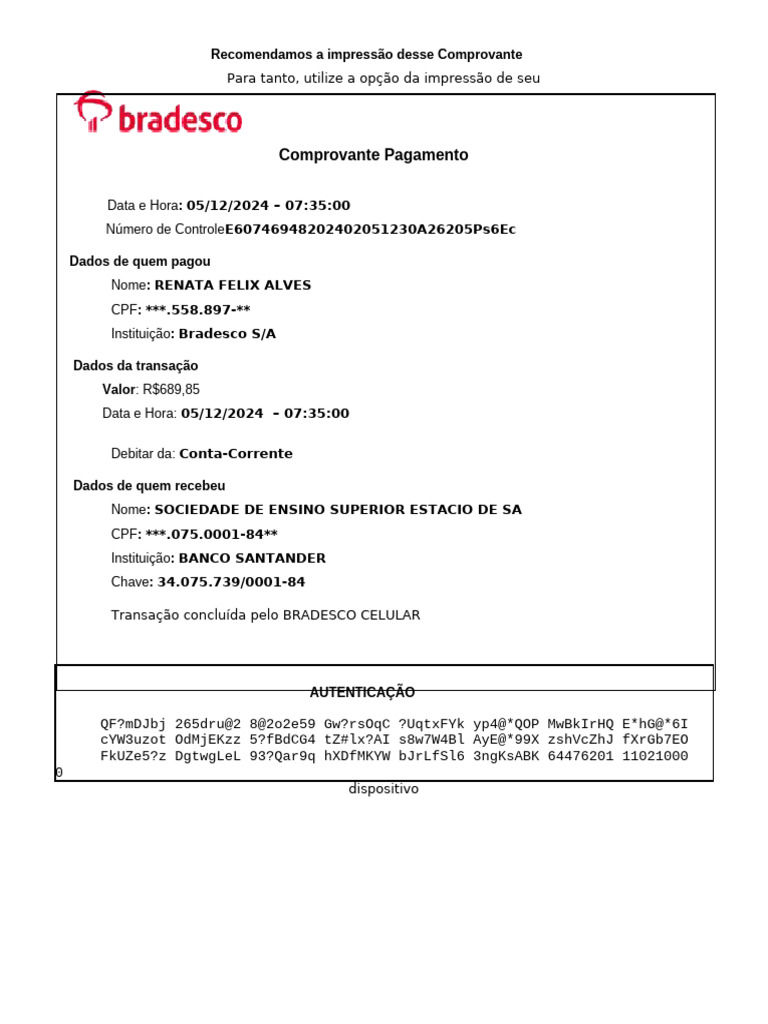 Comprovante de Pagamento Bradesco | PDF