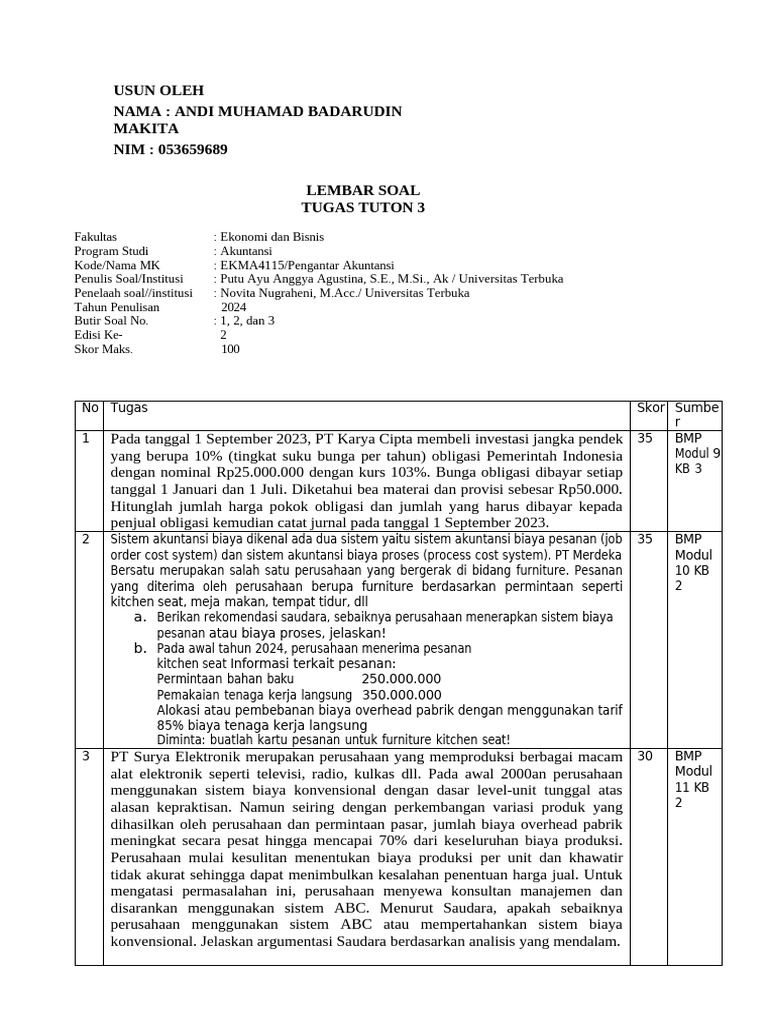 TUGAS 3 AKUTANSI ANDI | PDF