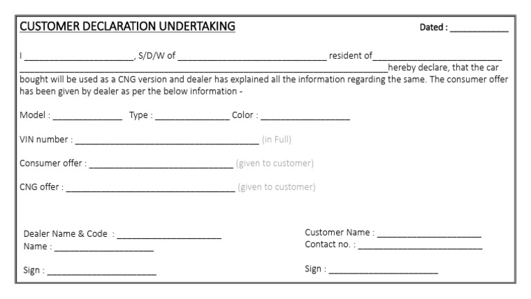 CNG Customer Declaration Format | PDF