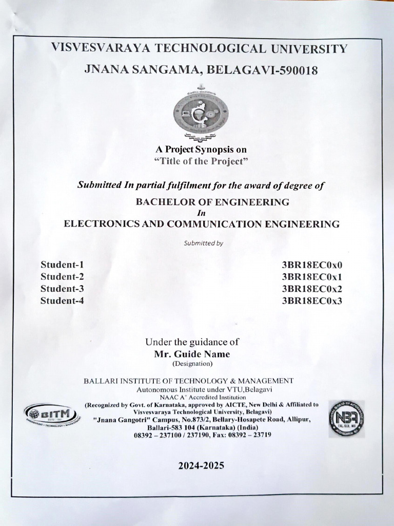 Project Synopsis Format and Guidelines 24-25 | PDF | System ...