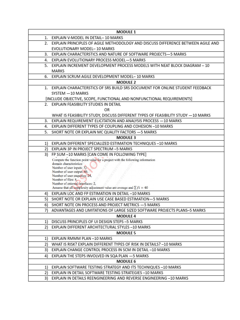 Se Imp Module Wise Questions Semester | PDF