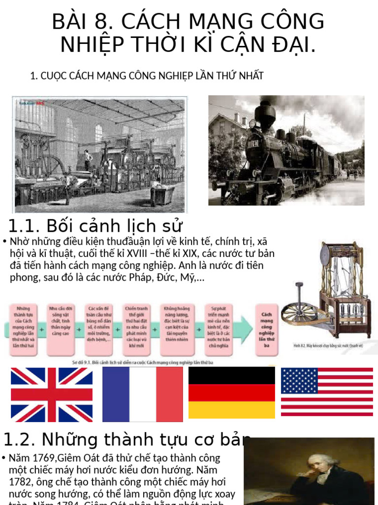 cách mạng công nghiệp lần thứ nhất tổ 1 lớp 10a8 | PDF