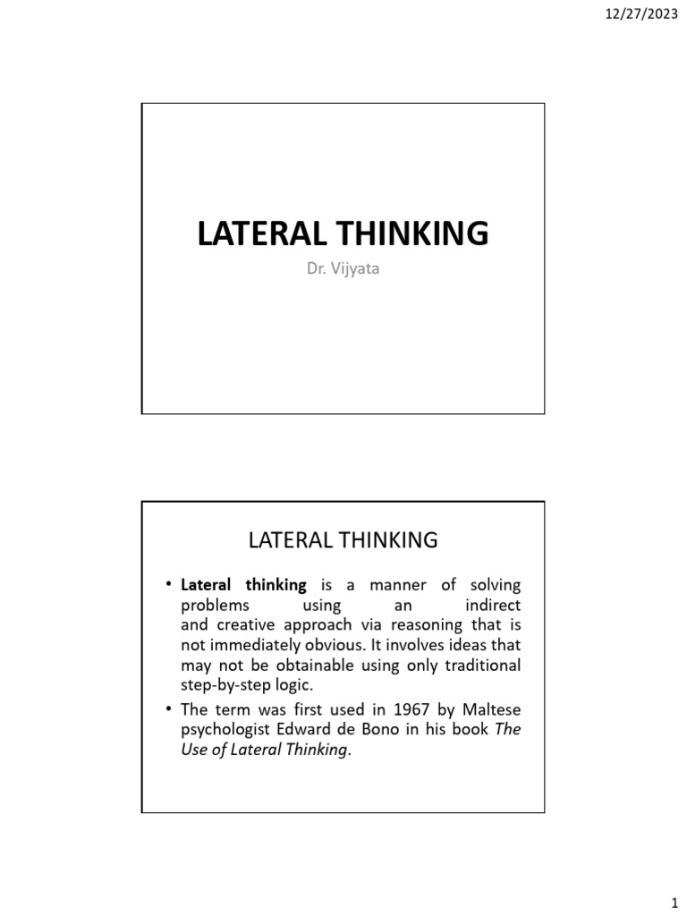 LATERAL THINKING | PDF | Cognitive Science | Cognition