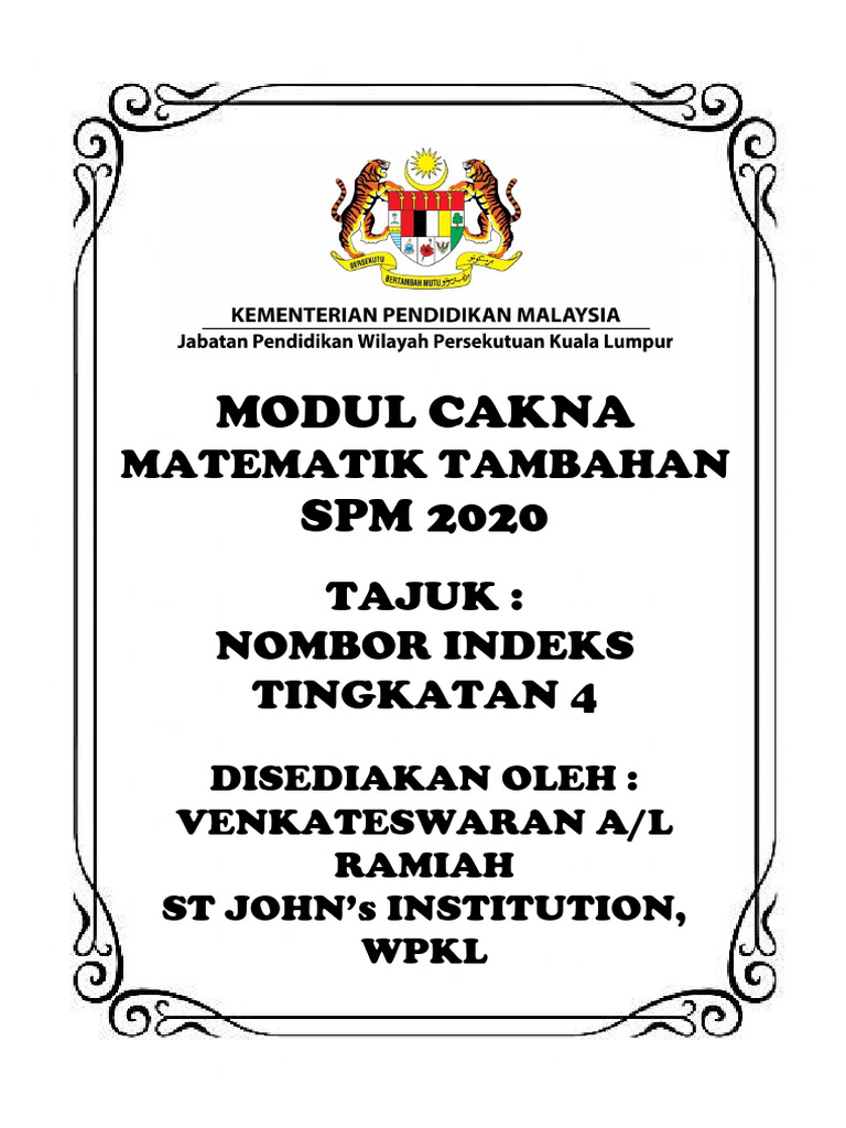 Nombor Indeks (Item Dan Jawapan) | PDF