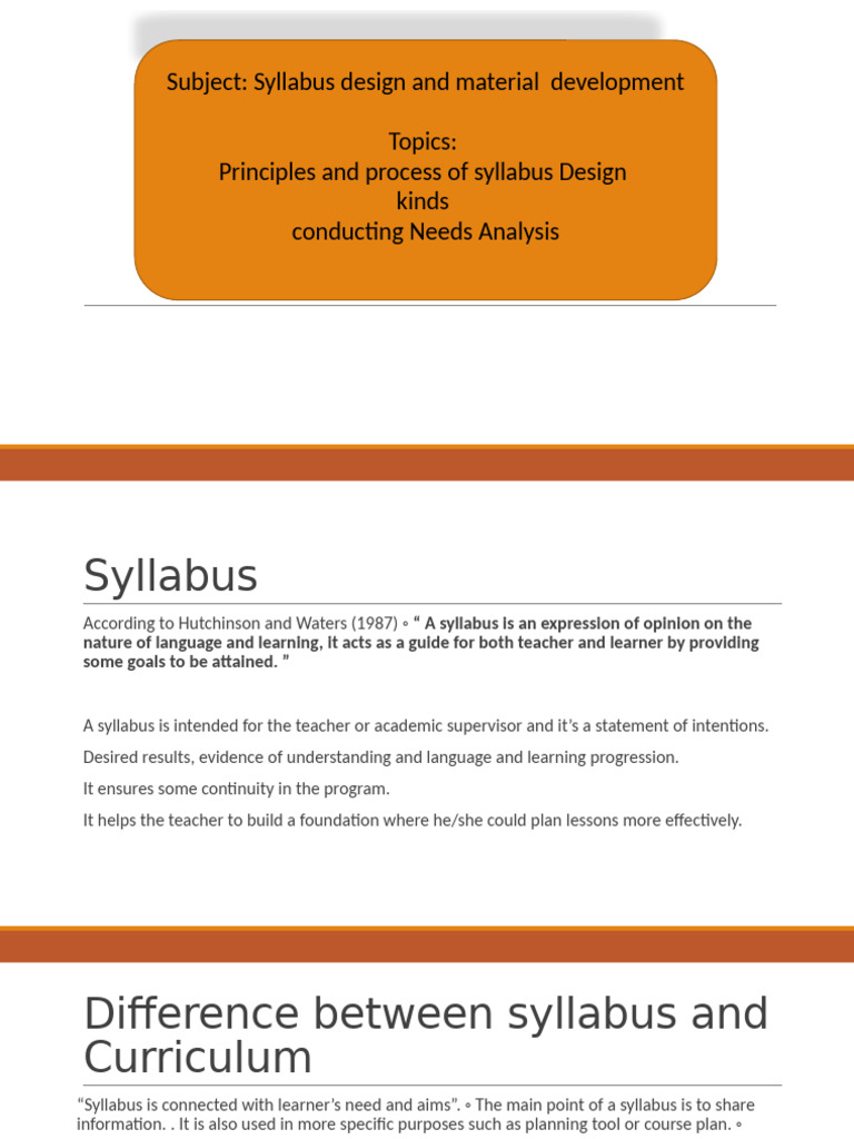 Principles and Process of Syllabus Design | PDF | Curriculum | Language Education