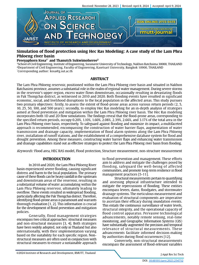 Simulation of Flood Protection Using Hec Ras Model | PDF | Flood | Flood Control