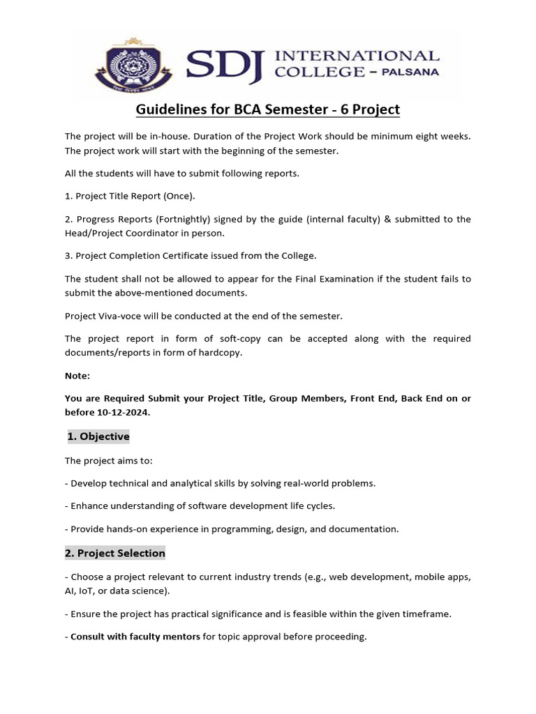 Bca Sem - 6 Project Guidelines and Instructions | PDF | Web Development ...