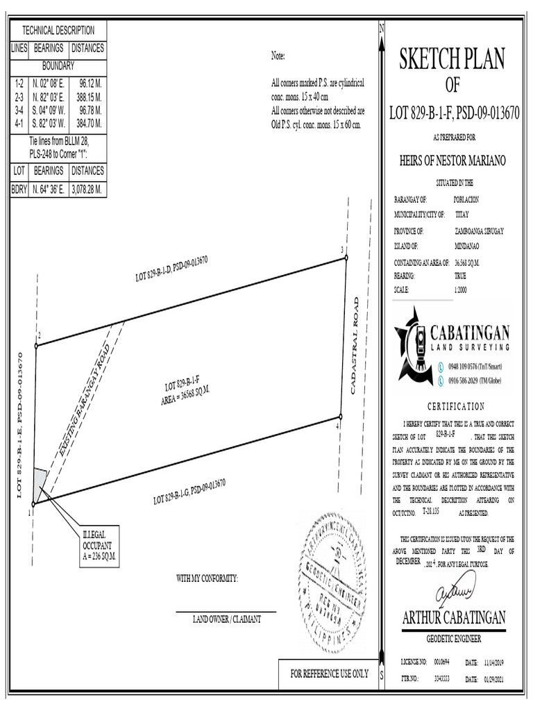 Sketch Plan-Lot 829-B-1-F, PSD-09-013670 | PDF | Geographical ...