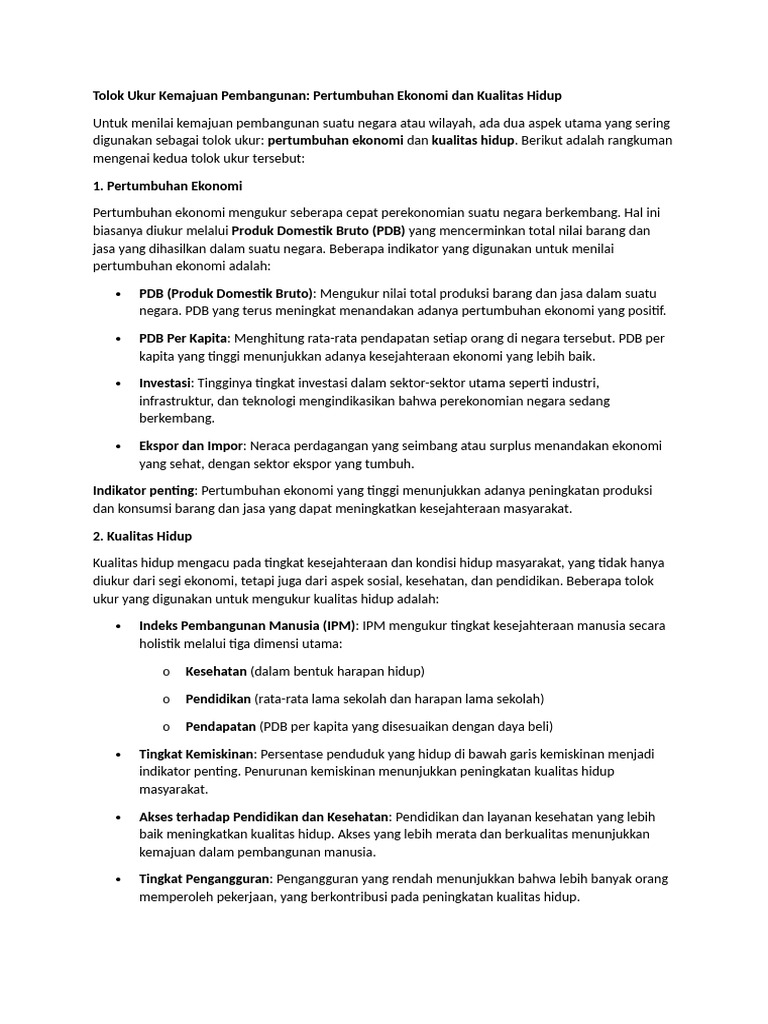 T3 Tolok Ukur Kemajuan Pembangunan | PDF