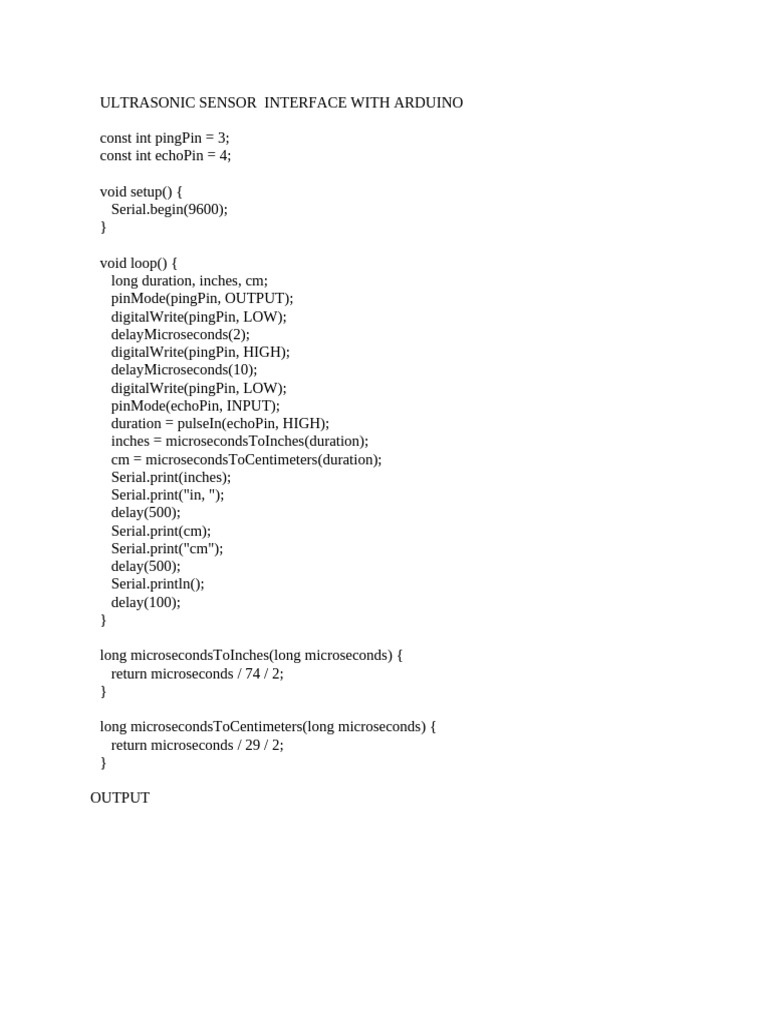 Ultrasonic Sensor Interface With Arduino Pdf