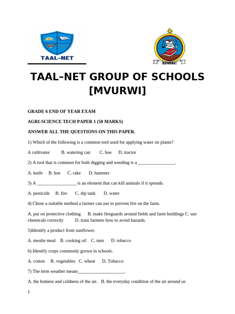 Grade 6 Agric Scie Tech Pp1 - 115013 | PDF | Soil | Manure