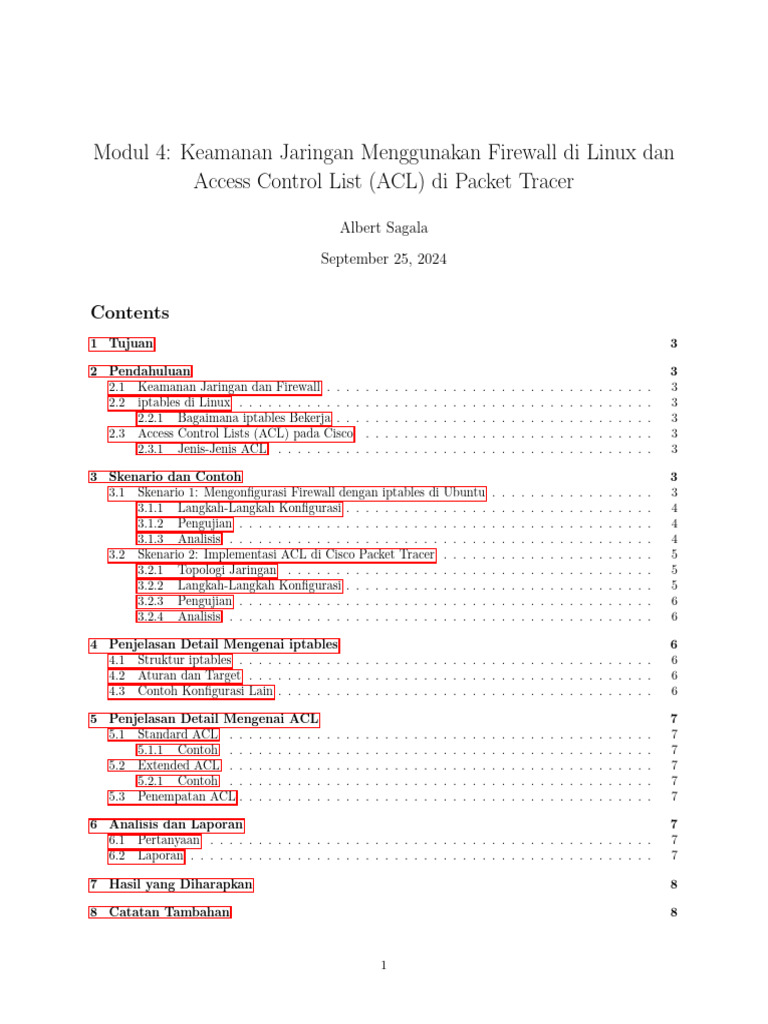 Keamanan Jaringan: Firewall dan ACL di Linux | PDF
