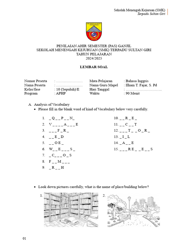 Soal Pas B Inggris - X Aphp | PDF | Linguistics | Grammar