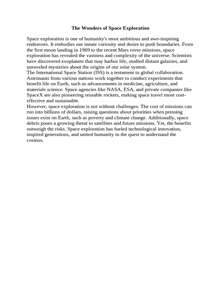 The Wonders Of Space Exploration Pdf