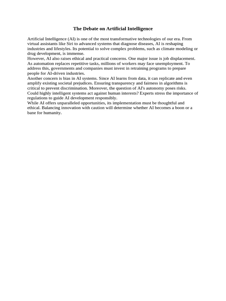 The Debate On Artificial Intelligence | PDF
