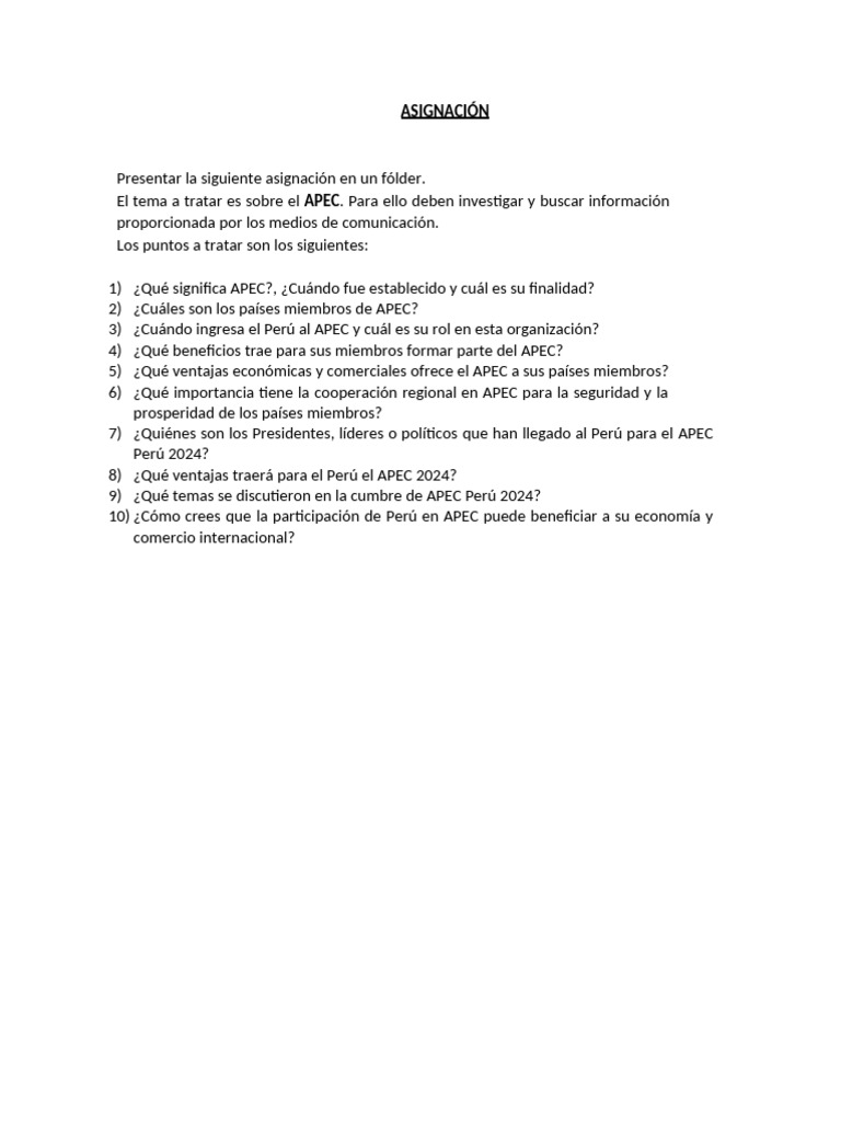 Asignación Sobre El Apec (1) | PDF