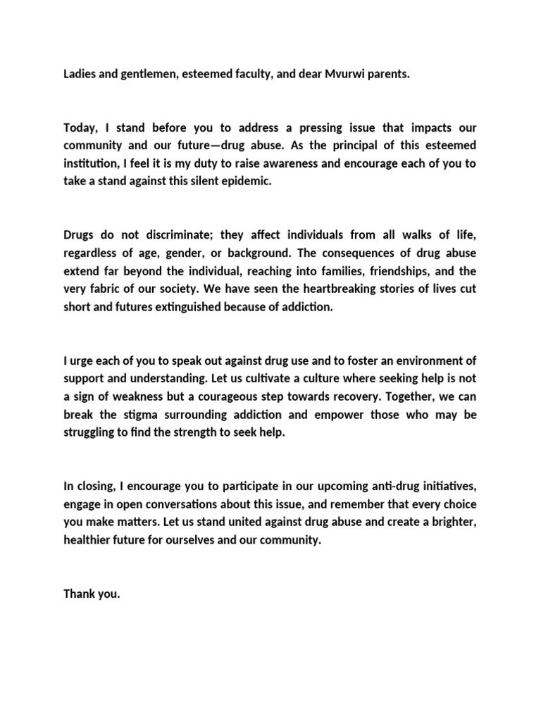 Short Drug Abuse Principal Poem | PDF
