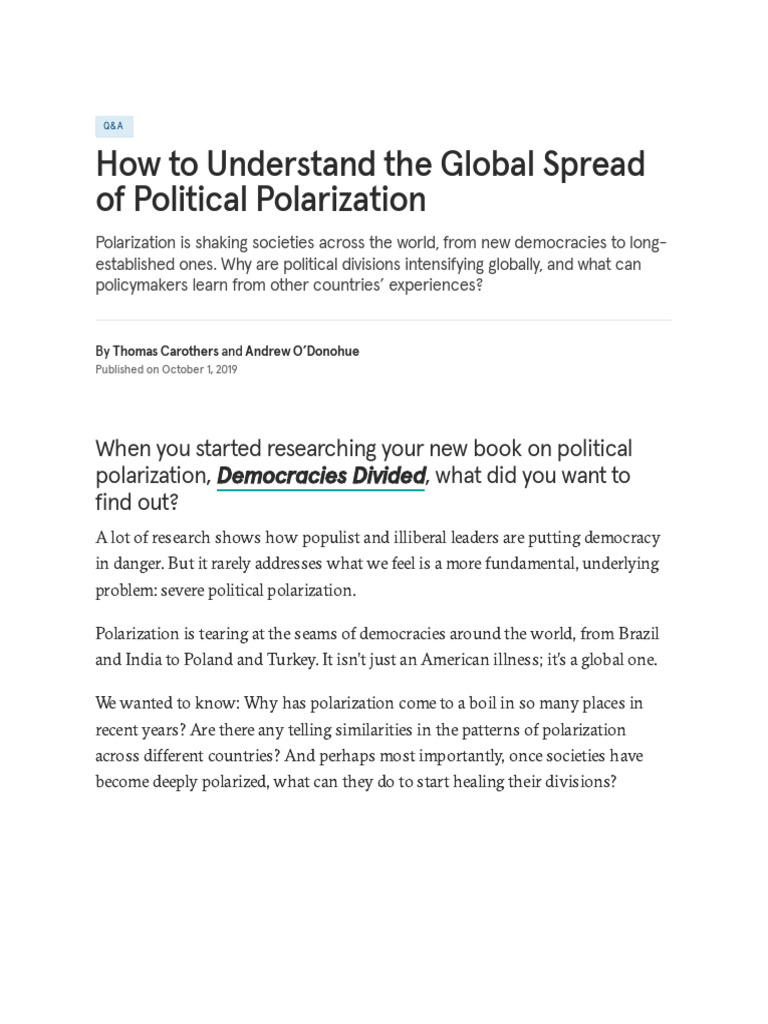 How To Understand The Global Spread of Political Polarization | PDF ...