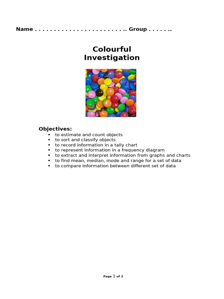 Colorful investigation (Maths) | PDF | Chart