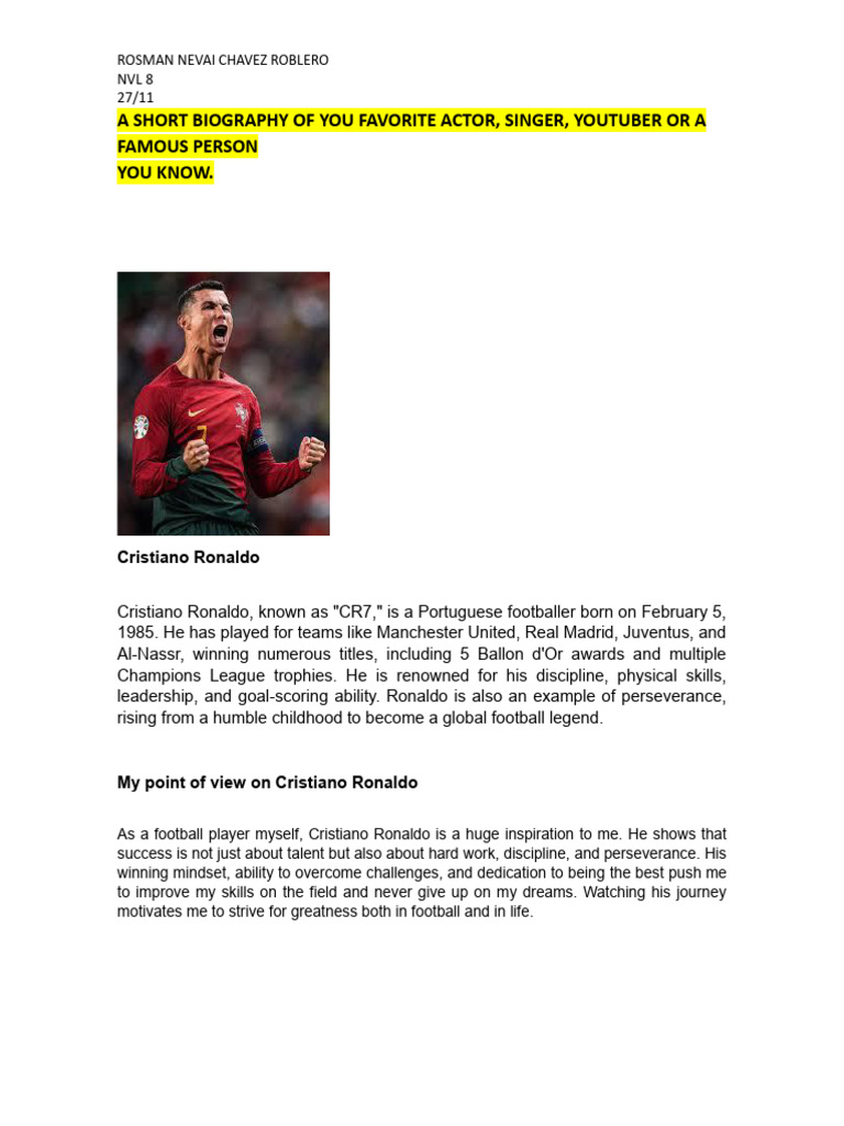 A Short Biography of You Favorite Actor | PDF