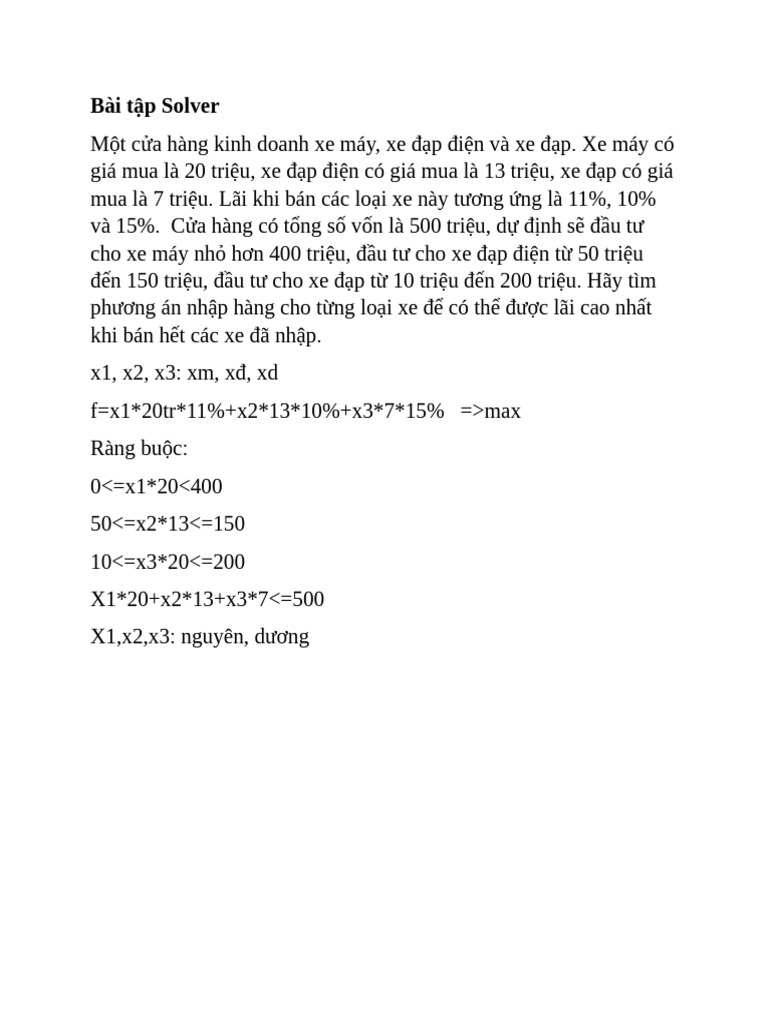 Bài Tập Solver | PDF