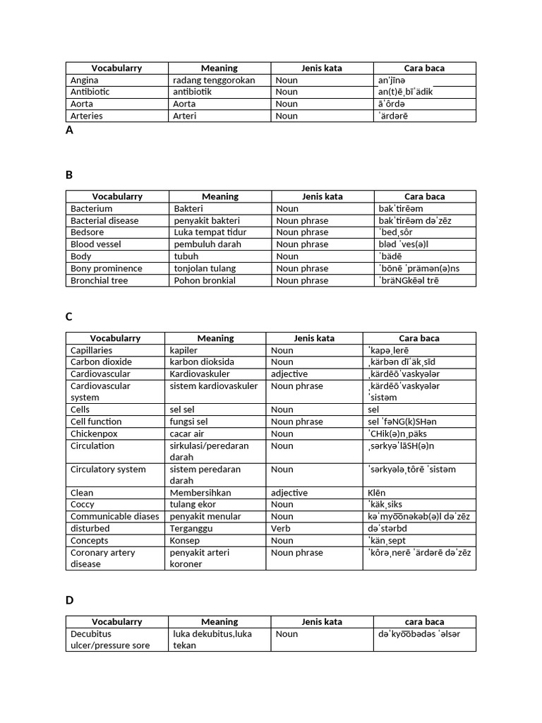 Vocabularry | PDF | Artery | Circulatory System