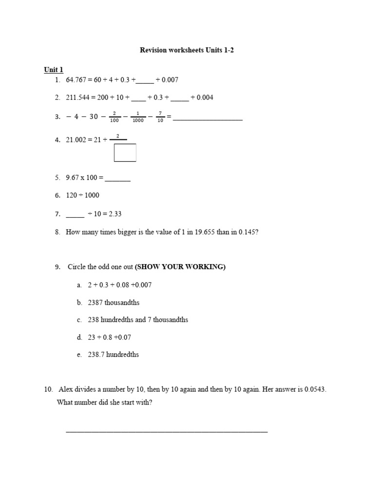Revision Worksheets for Units 1-2 | PDF | Discrete Mathematics | Number Theory