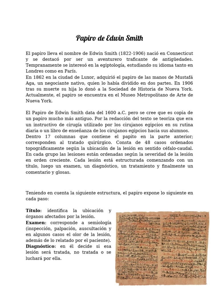 Orígenes de la Cirugía en el Papiro Smith | PDF | Medicina | Cirugía