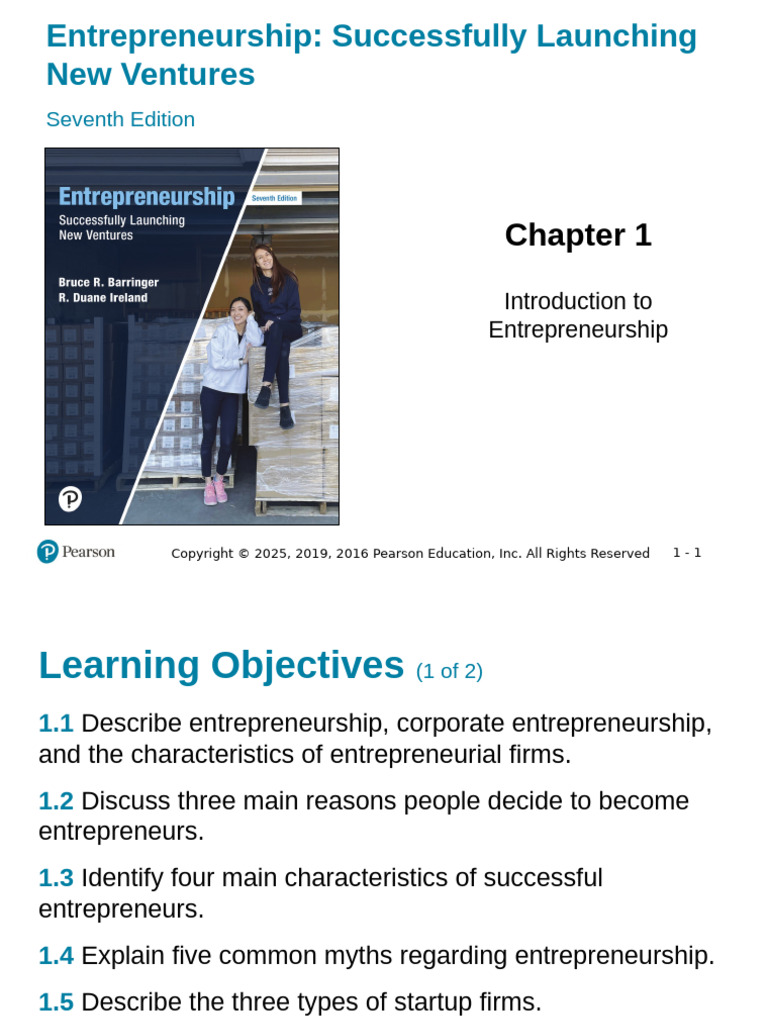 Barringer - Entre 7e - PPT - 01 | PDF | Entrepreneurship | Startup Company