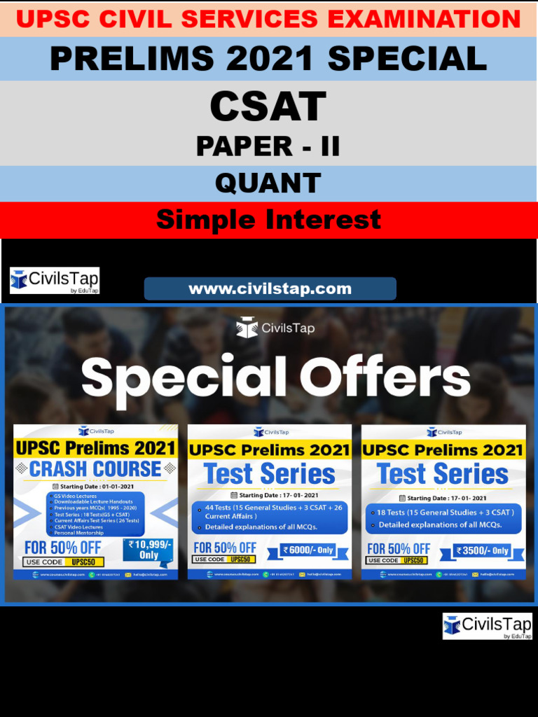 UPSC CSAT 2021 Simple Interest Questions | PDF | Interest | Liability ...