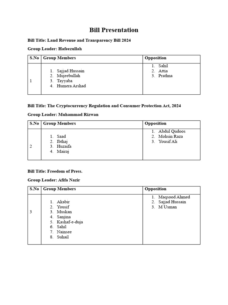 Bill Presentation | PDF