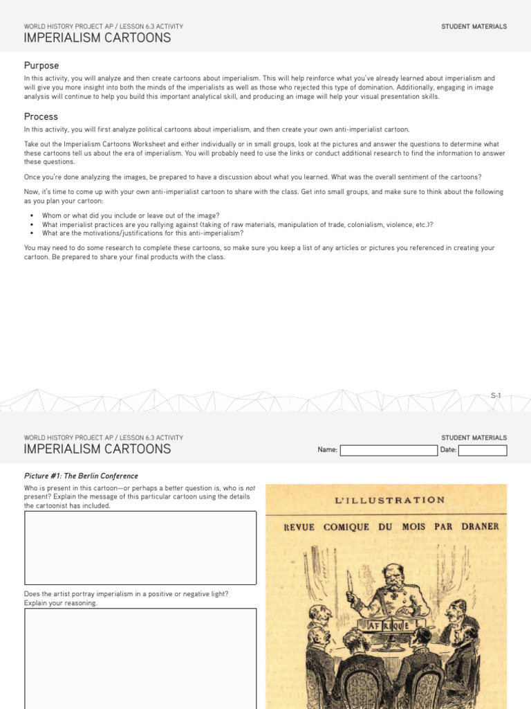 WHP-AP 6-3-1 Activity - Imperialism Cartoons Student | PDF | Imperialism