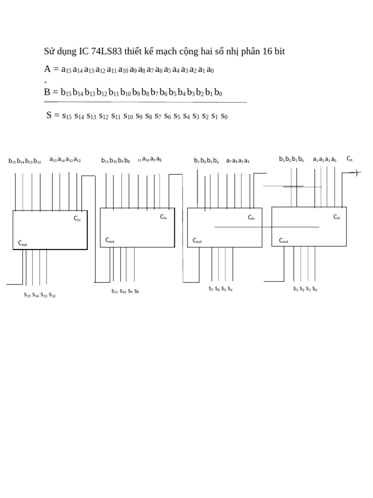Sử Dụng IC 74LS83 Thiết Kế Mạch Cộng Hai Số Nhị Phân 16 Bit | PDF